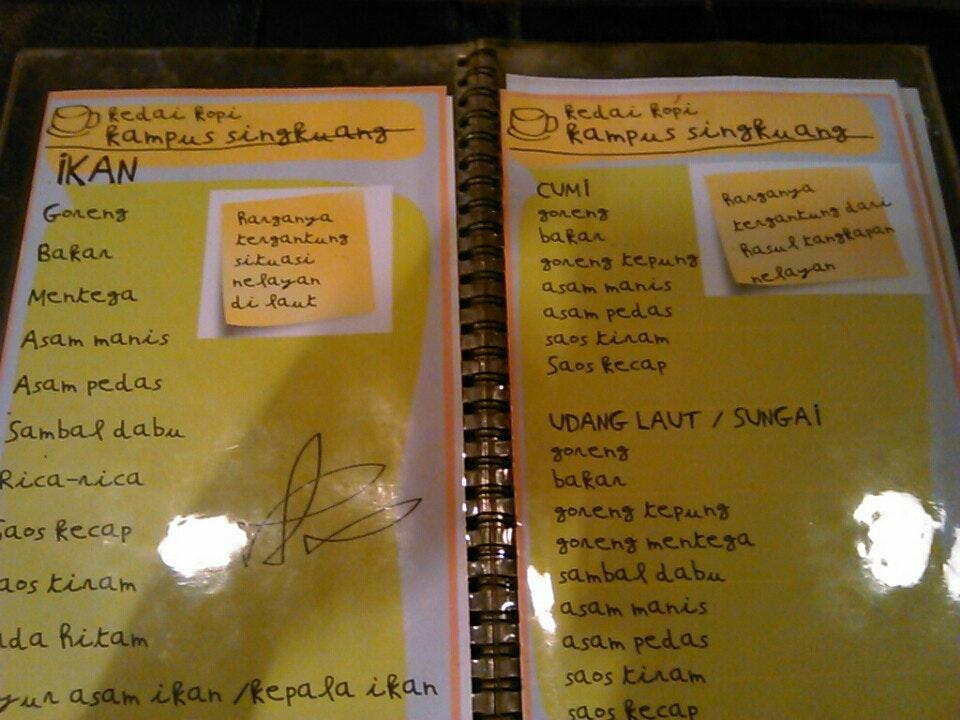 Menu at Kedai Kopi Singkuang cafe, Rinding, Jl. Dr. Murjani III