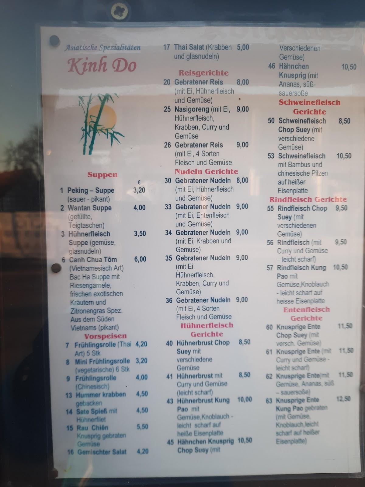 Menu at Kinh Do restaurant, Kuppenheim