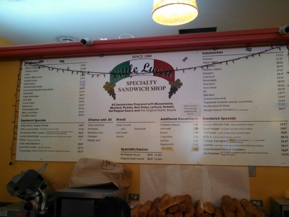 Menu at Little Lucca restaurant, Burlingame