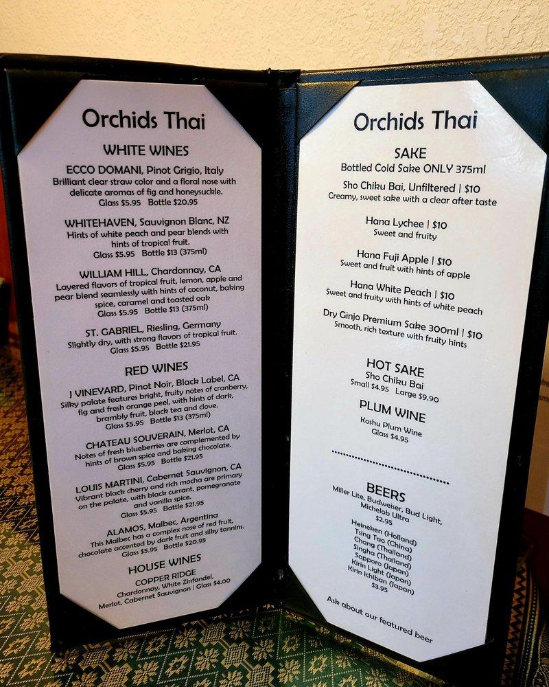 Carta de Orchids Thai Restaurant, Port Richey