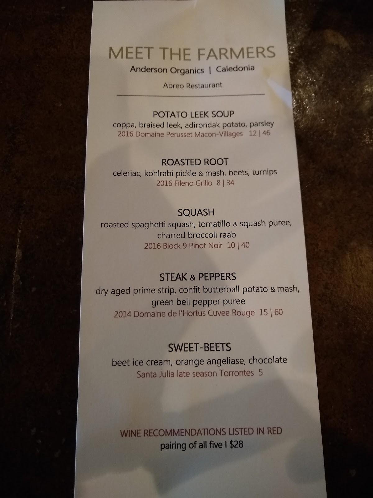 Menu at Abreo pub & bar, Rockford