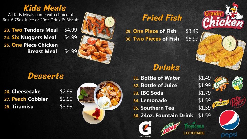 Menu at Cravin' Chicken restaurant, Eustis