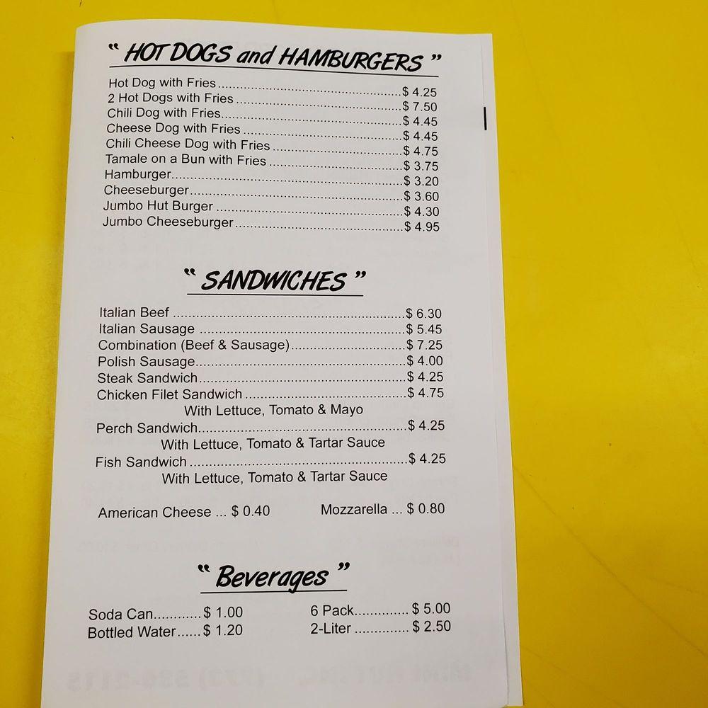 Menu at Mini Hut fast food, Chicago, W Archer Ave
