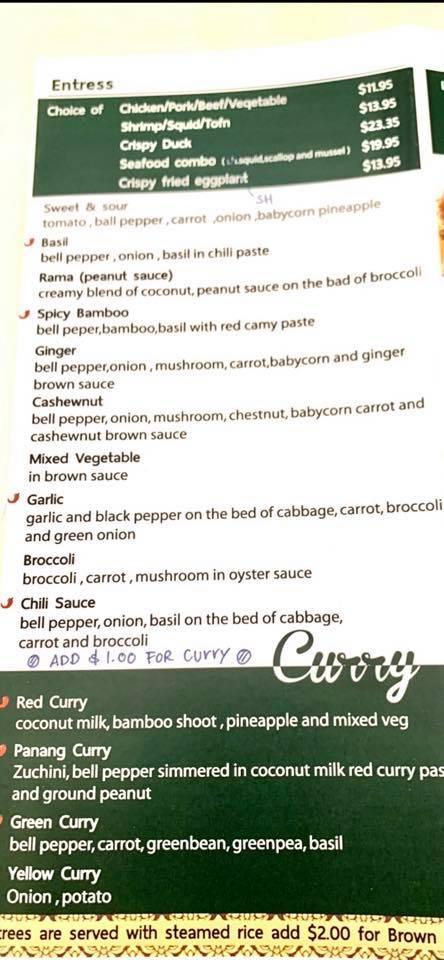 Menu at Ploy Thai Sushi restaurant, Brandon