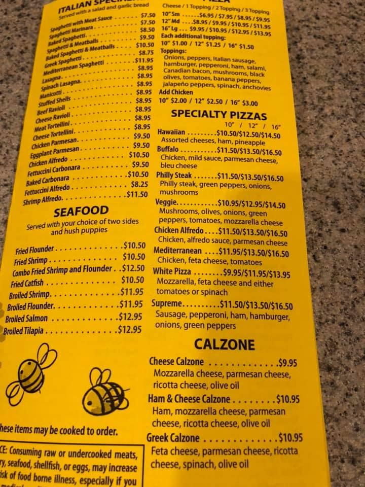 Menu at Silvia's Honey Tree restaurant, Winston-Salem