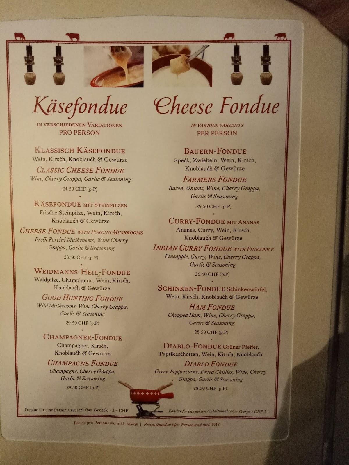 Menu at dean & david, Zürich, Ernst-Nobs-Platz 1
