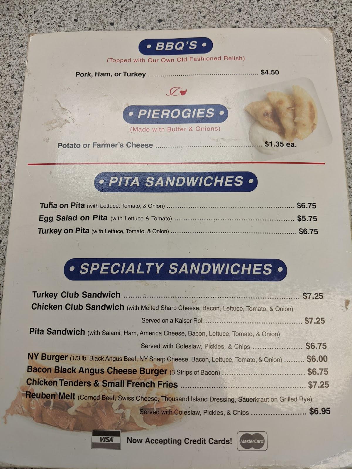 Menu at Abe's Hot Dogs restaurant, Wilkes-Barre, 210 Barney St