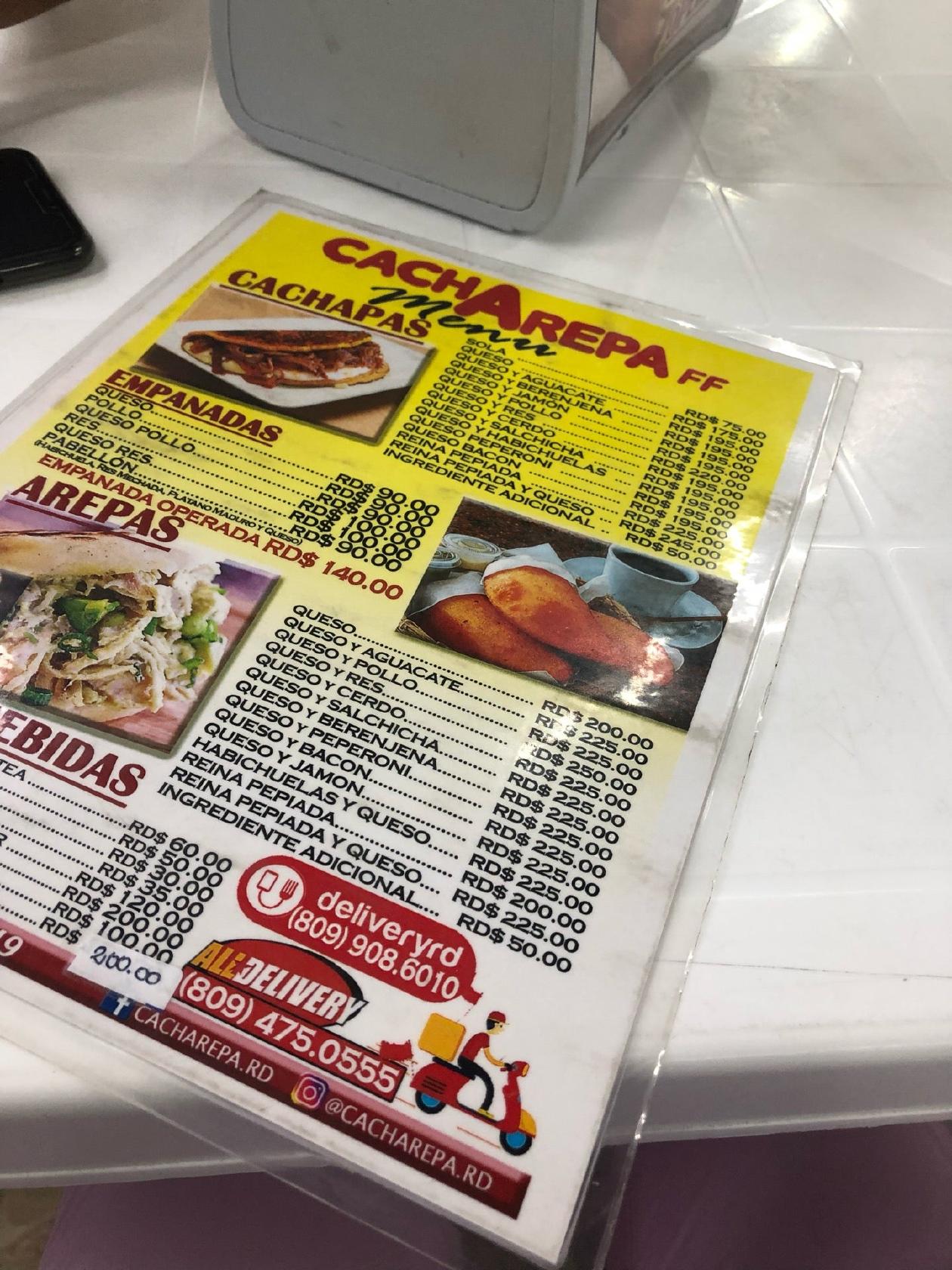 Carta del restaurante CachArepa, Santo Domingo, Av. Máximo Gómez