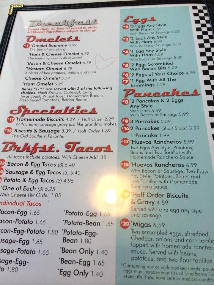 Menu at Dan's Hamburgers restaurant, Austin, Menchaca Rd