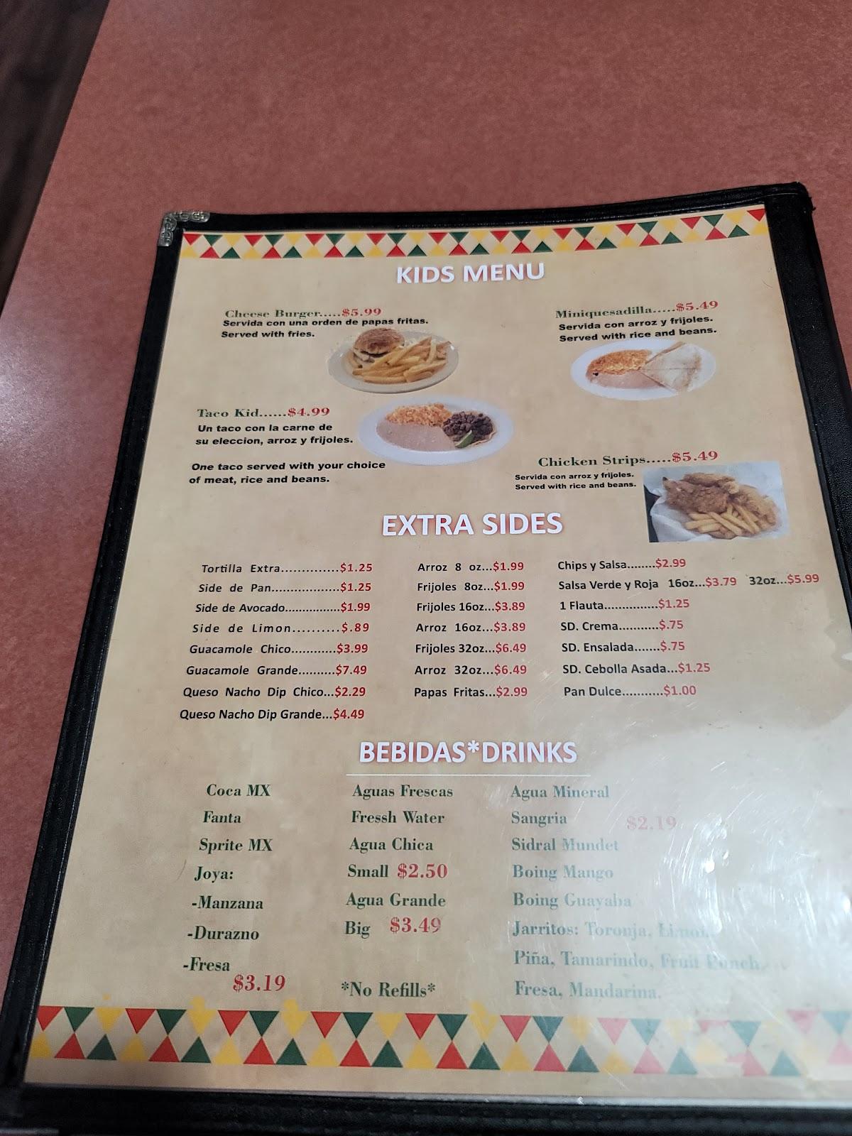 Menu at El Piquin Mexican Restaurant, Arlington