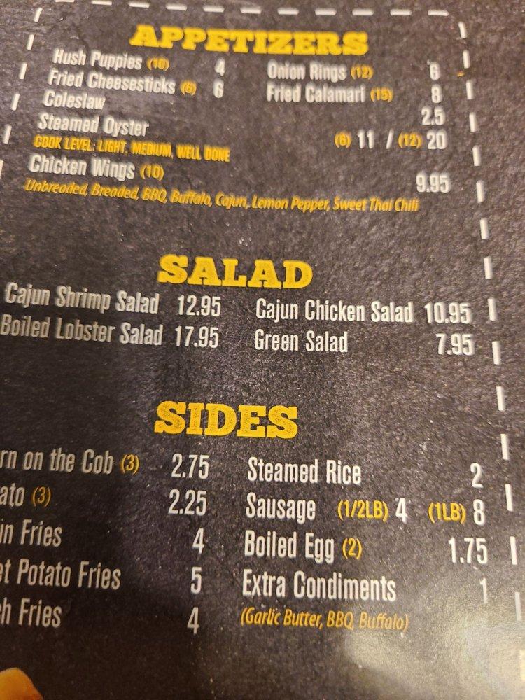 Menu at Happy crab seafood restaurant, Goose Creek