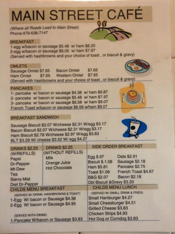Menu at Main Street Cafe, Hackett