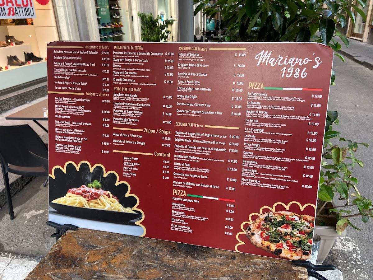 Menu da Mariano’s Ristorante, Catania
