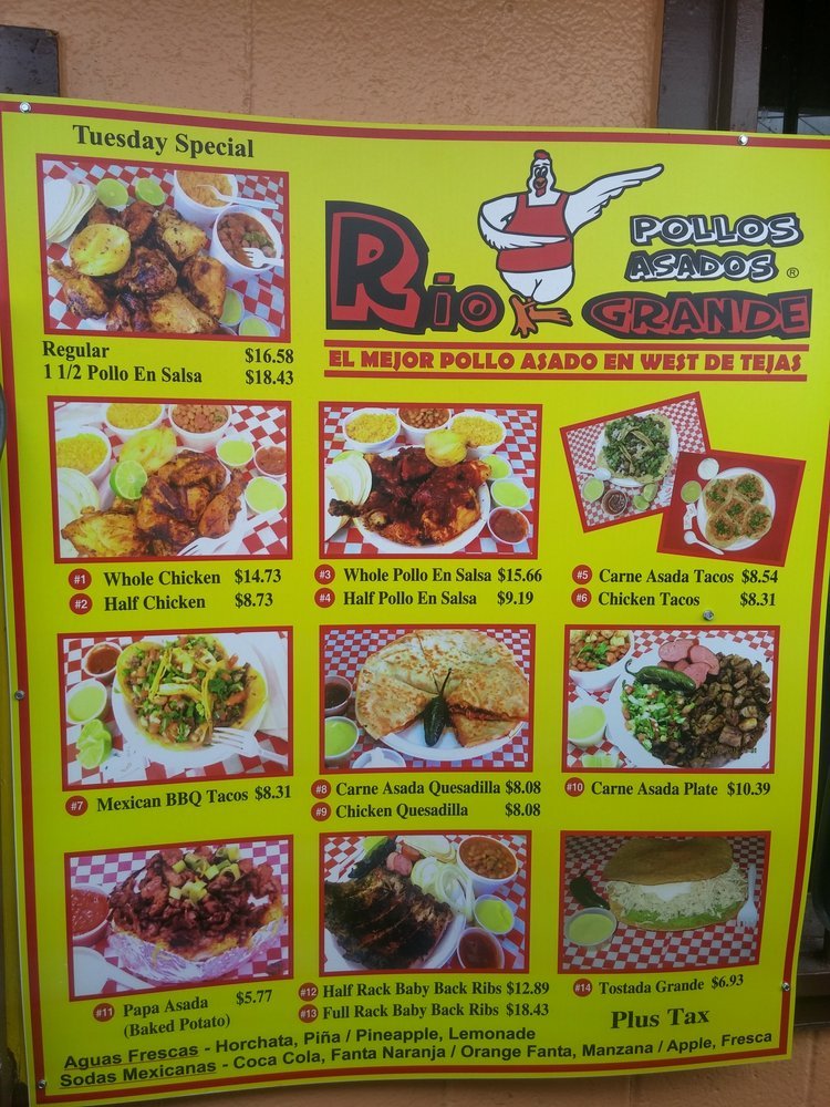 Menu at Rio Grande Pollos Asados restaurant, Odessa