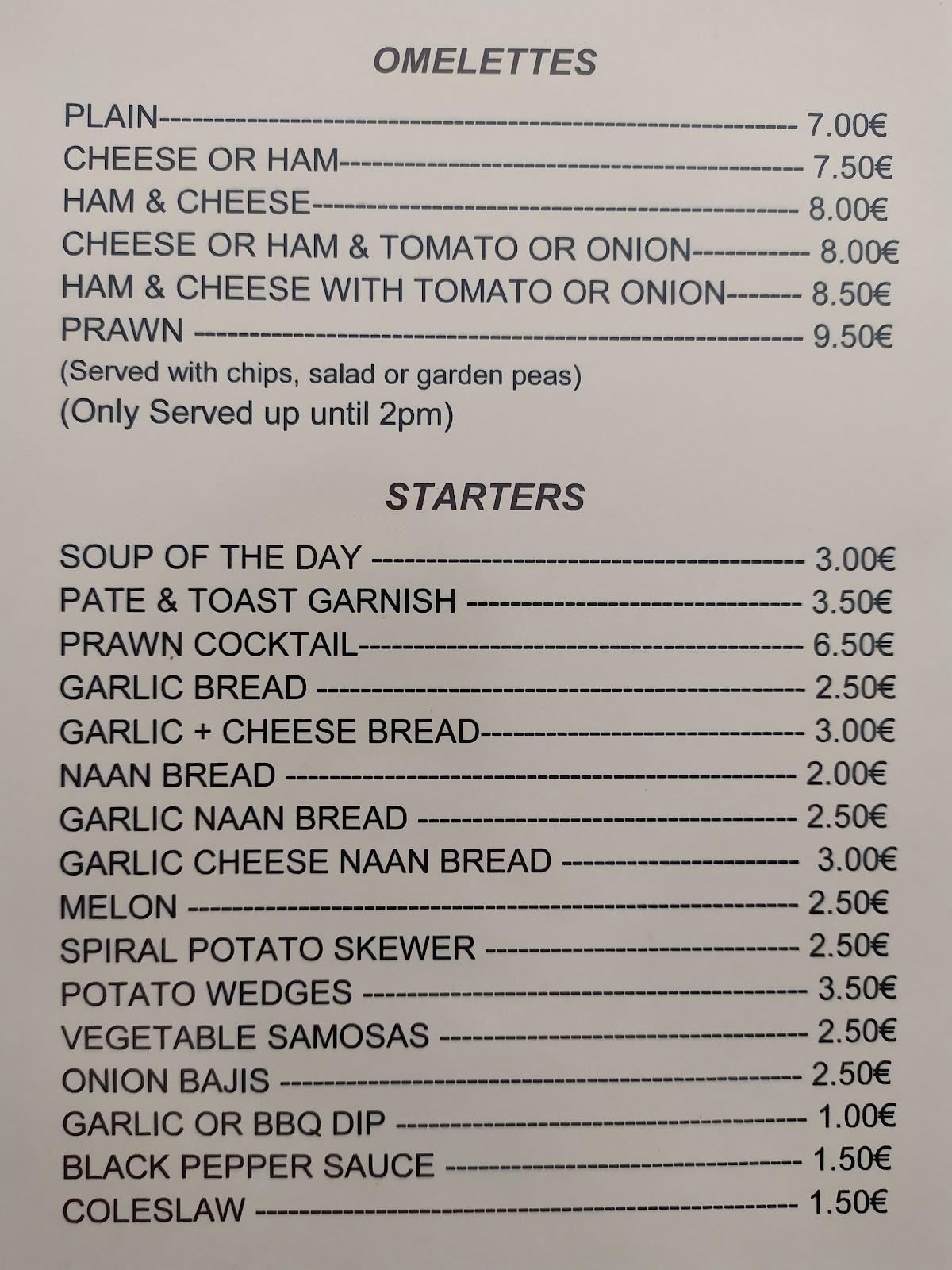 Menu at The phoenix restaurant, Alvor