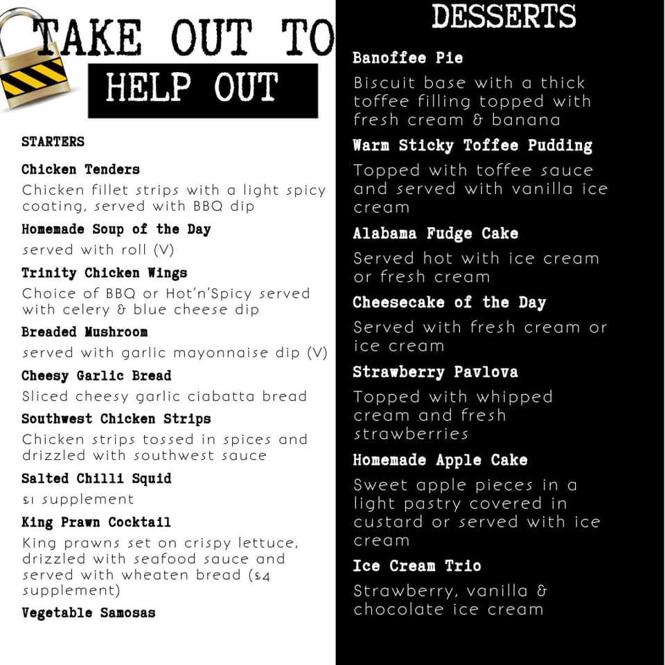Menu at Trinity Restaurant, Glengormley