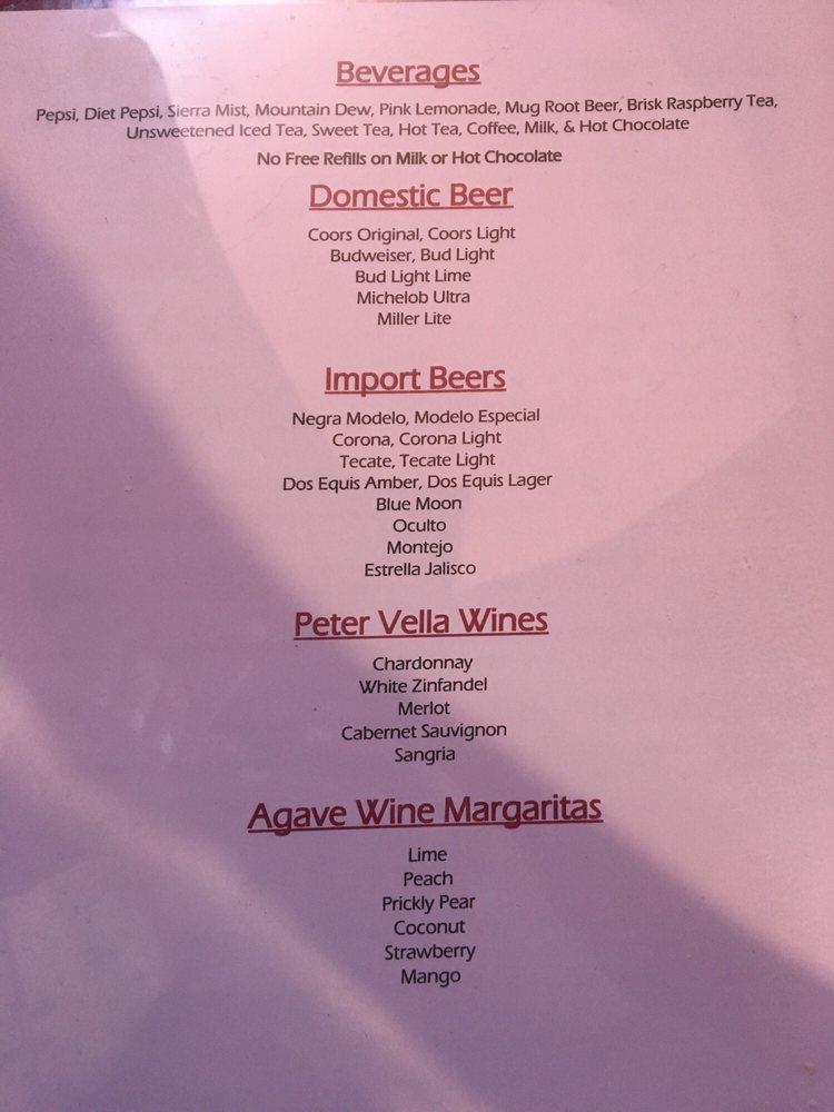 Menu at Casa De Suenos restaurant, Tularosa