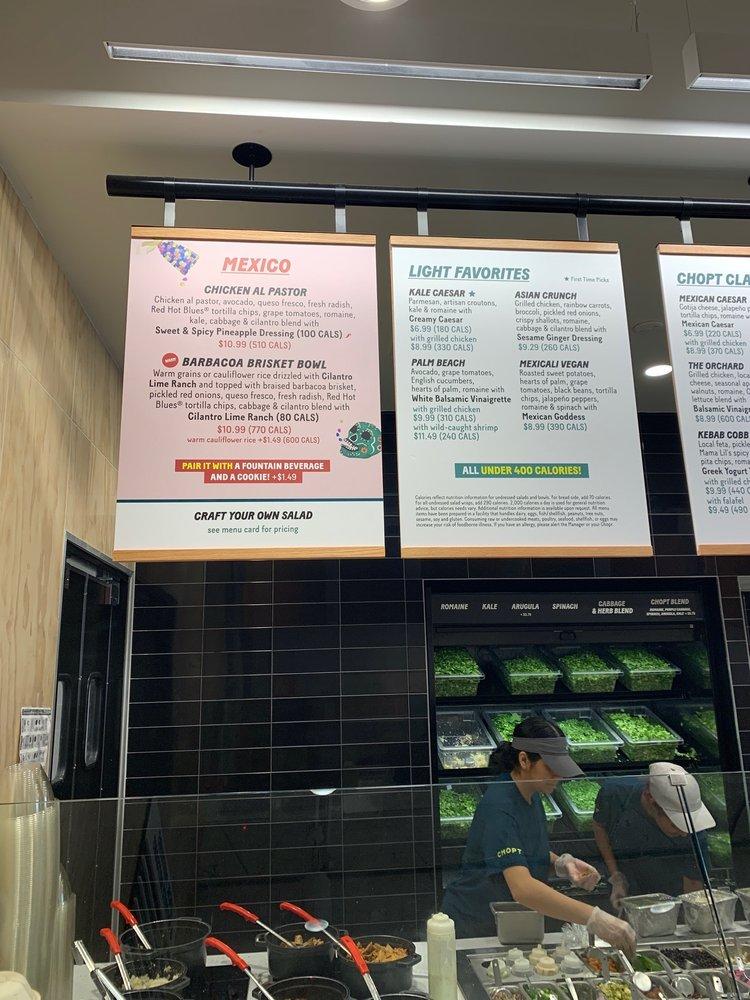 Menu at Chopt Creative Salad Co. restaurant, Atlanta, Piedmont Ave NE