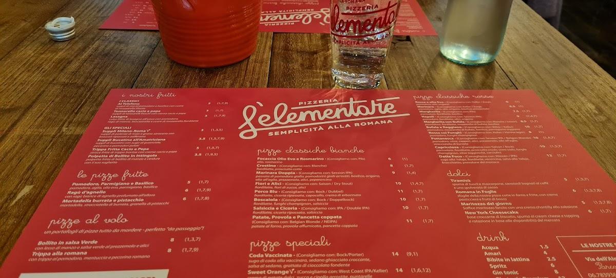 Speisekarte von L'Elementare - Trastevere restaurant, ROM