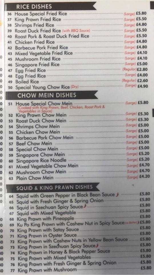 Menu at THE HOME CHINESE TAKEAWAY restaurant, Poole