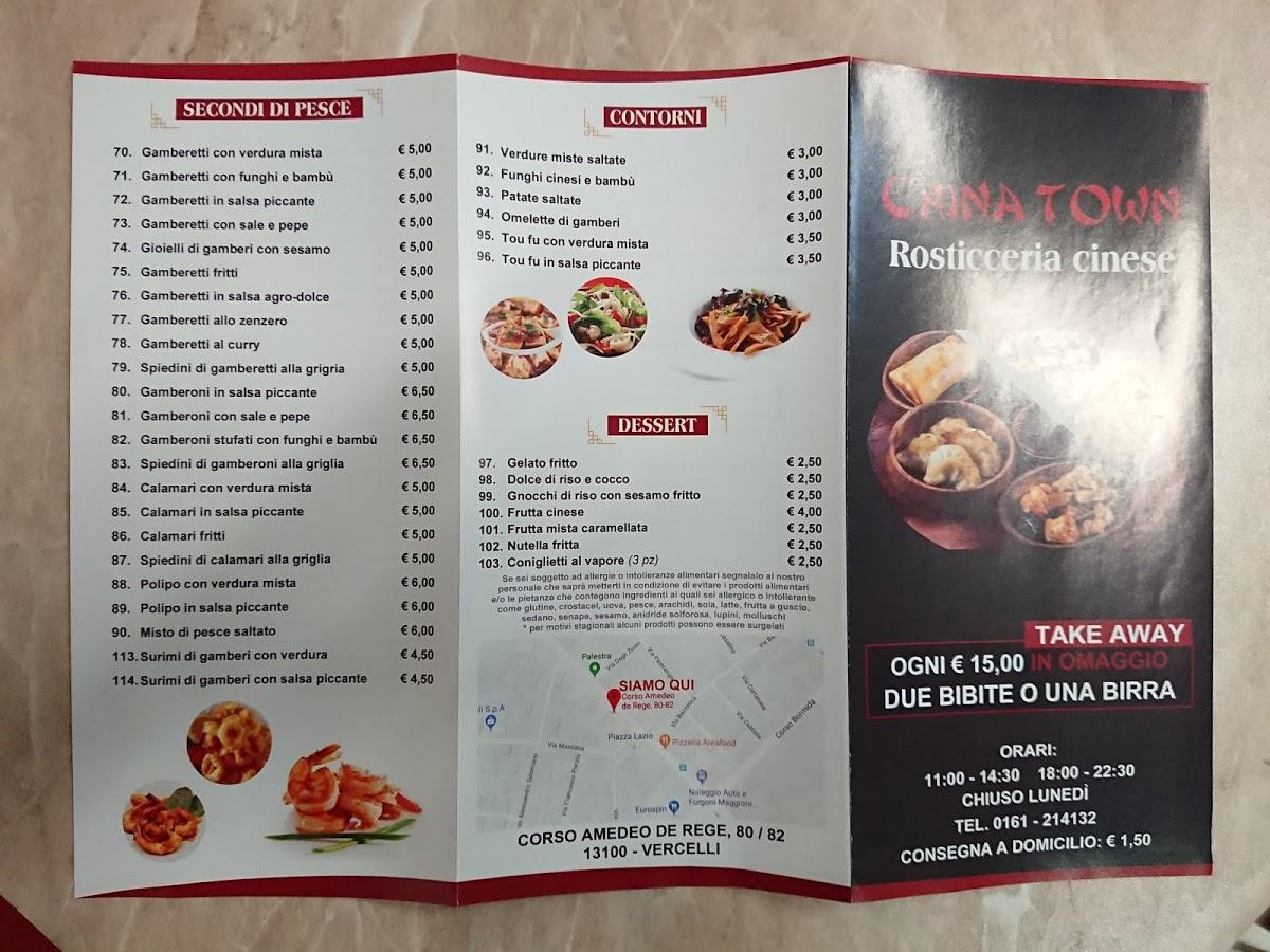Menu da Rosticceria Cinese China Town ristorante, Vercelli