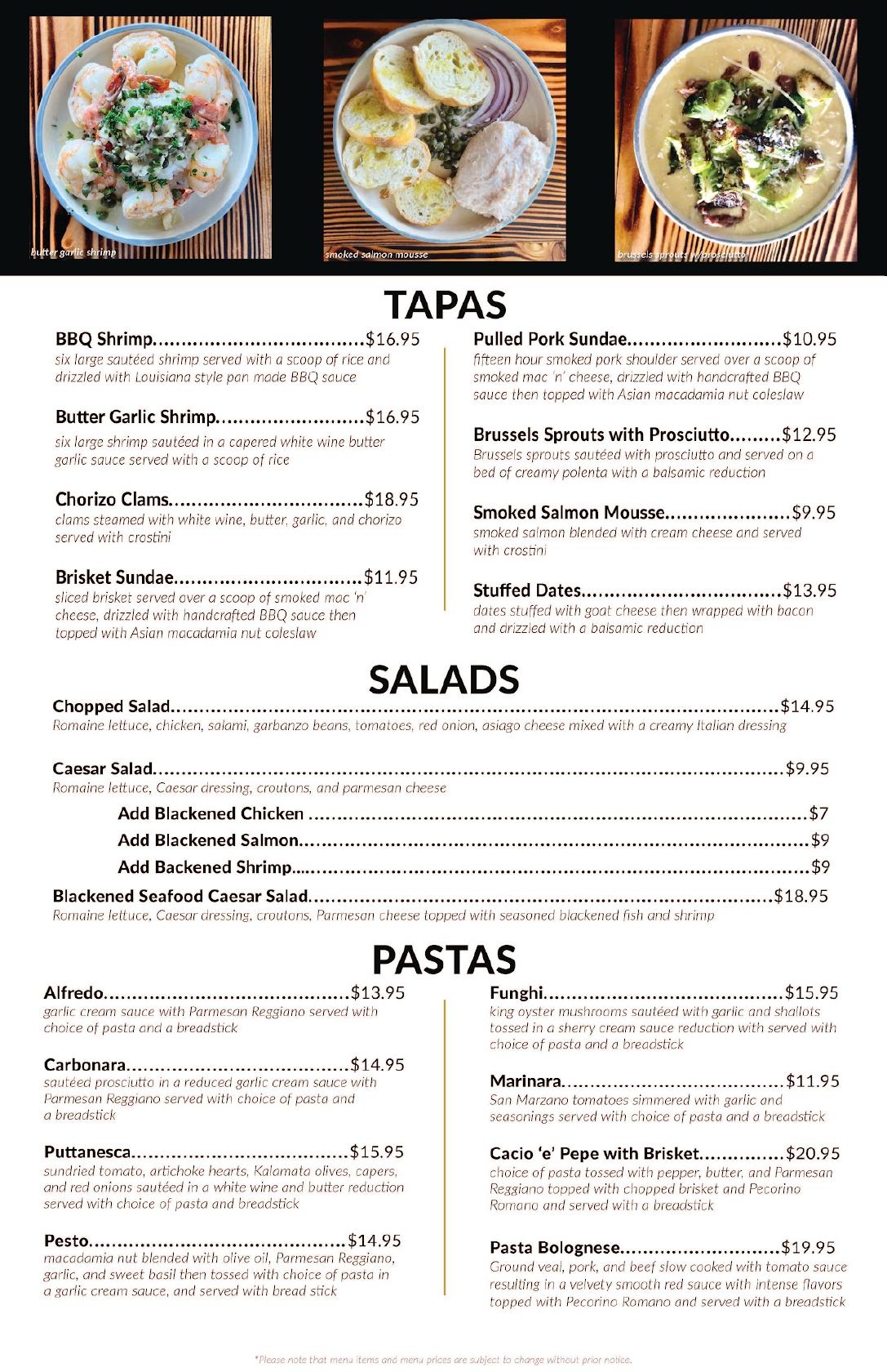Carta del pub y bar Da Taste by Ohana Q, Kailua