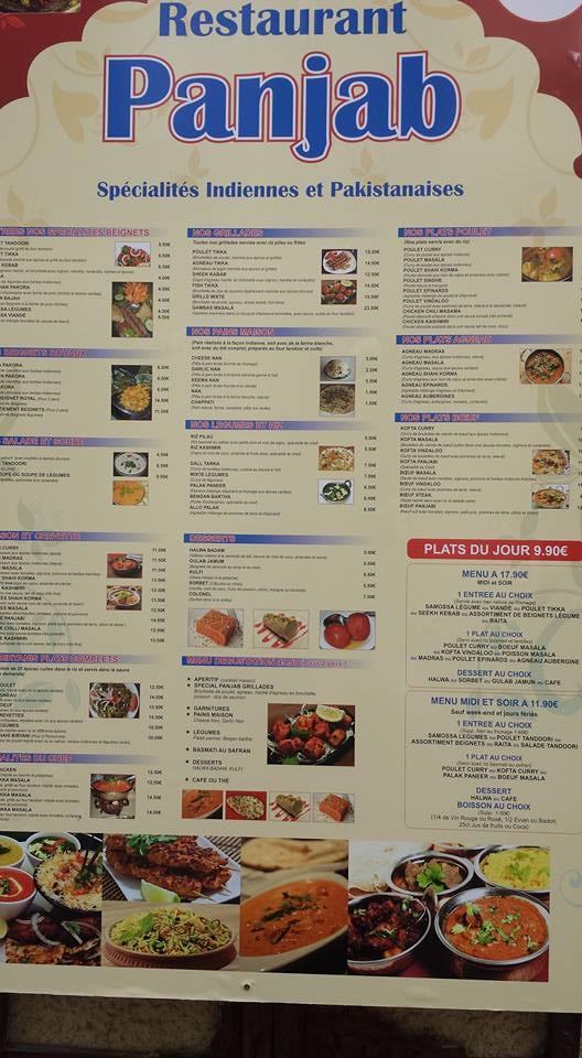 Menu au Le Punjab restaurant, Château-Thierry