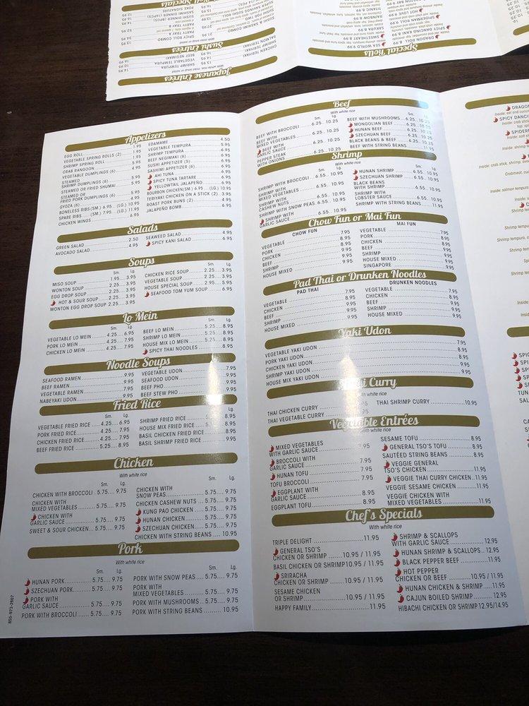 Menu at Little Asia restaurant, Fishkill