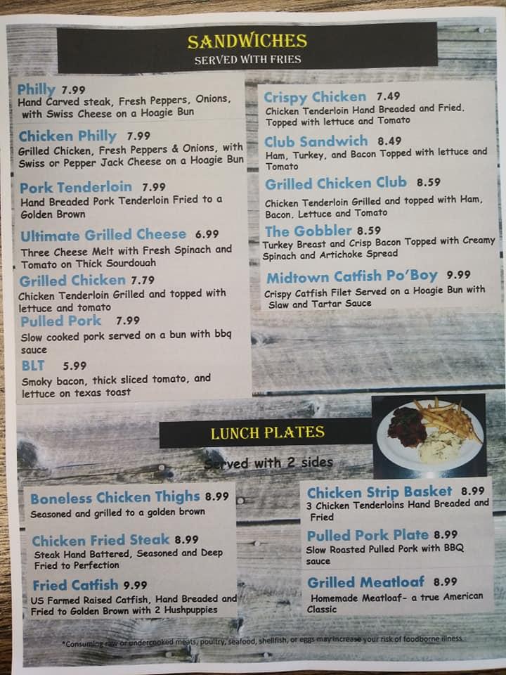 Menu at Midtown Cafe, Harrison