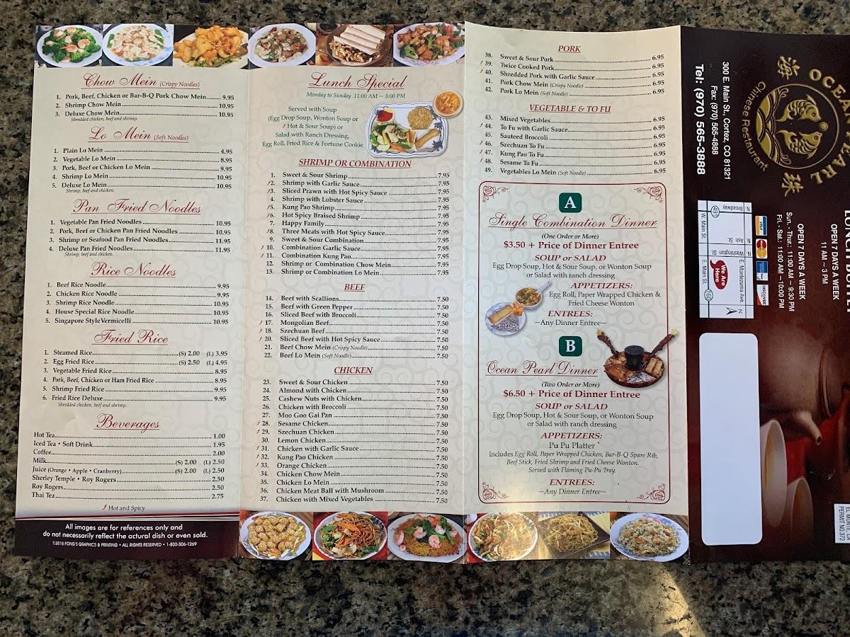 Menu at Ocean Pearl Chinese Restaurant, Cortez