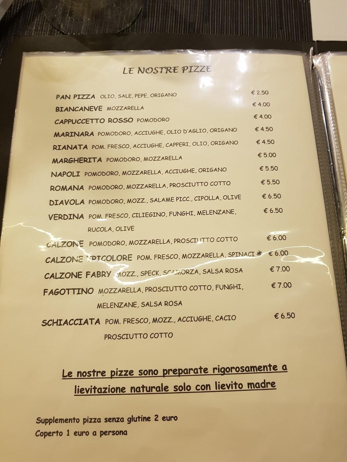 Menu da L'arte della pizza ristorante, Palermo, Viale Piemonte