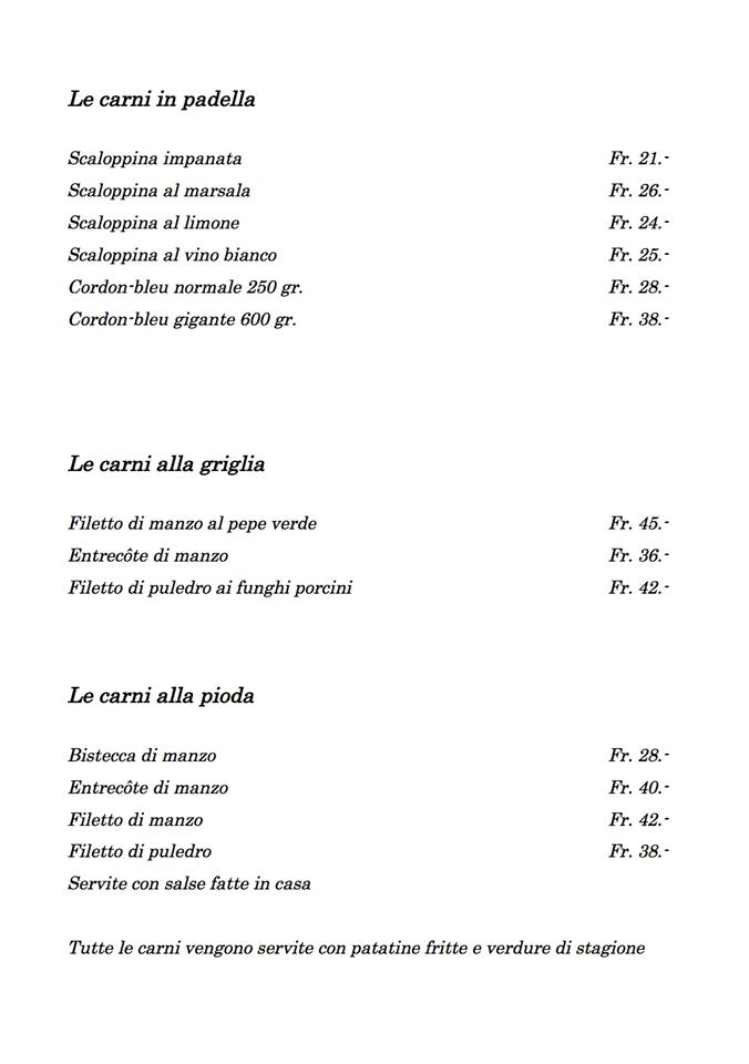 Menu da Ristorante della Stazione, Cama