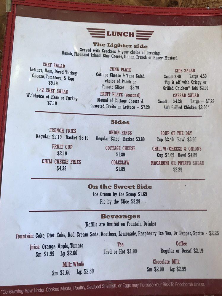 Menu at Sky Rider Cafe, Marana