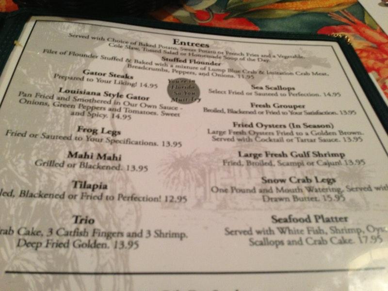 Menu at Stumpknockers Restaurant, Hernando, SW State Rd 200