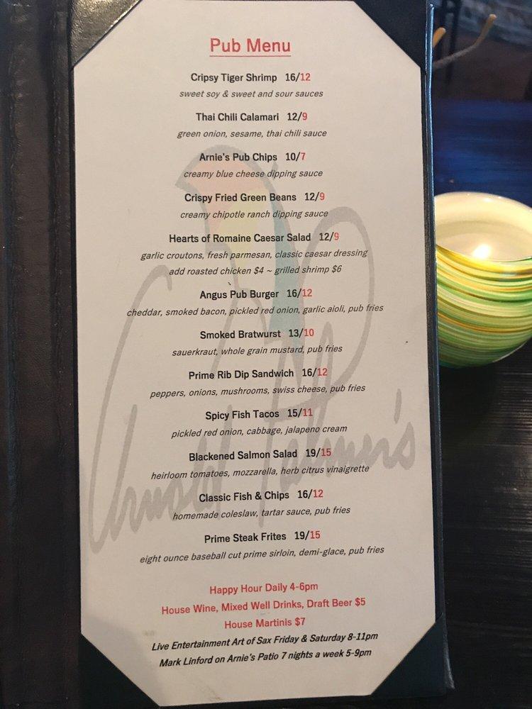 Menu at Arnold Palmer's Restaurant, La Quinta