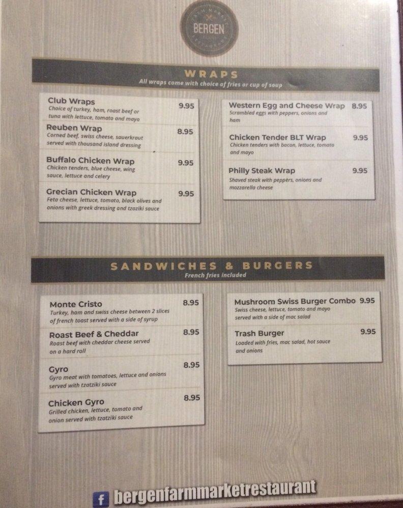 Menu at Bergen Farm Market Family Restaurant, Bergen