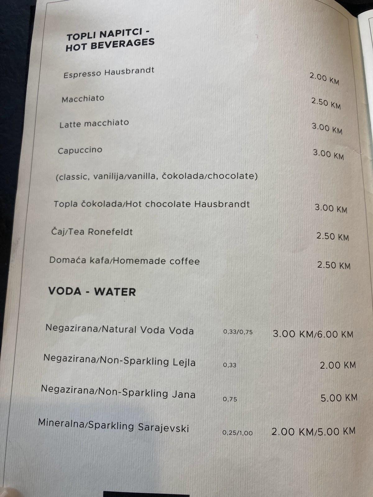 Menu at Ex ponto Bar & Restaurant, Travnik