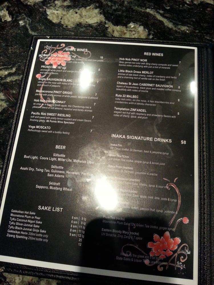 Menu at Inaka Sushi & Bar (Casady Square), Oklahoma City