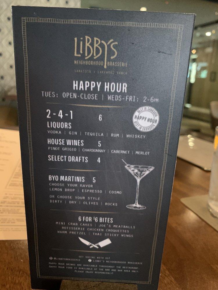 Menu at Libby's cafe, Sarasota
