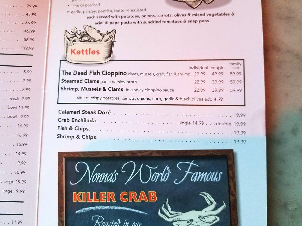 Menu at The Dead Fish restaurant, Crockett