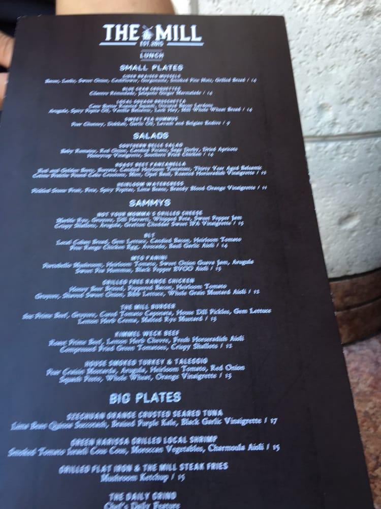 Menu at The Mill Restaurant, Saint Petersburg, 200 Central Ave UNIT 100