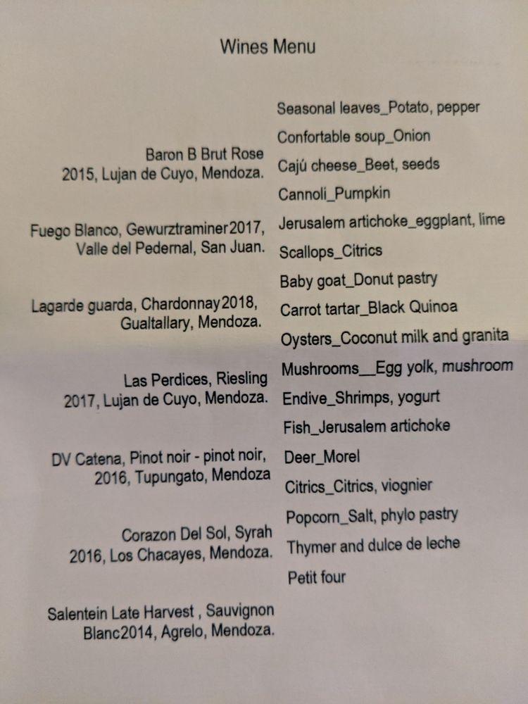 Carta de parrilla Aramburu Relais & Châteaux, Buenos Aires, Vicente ...