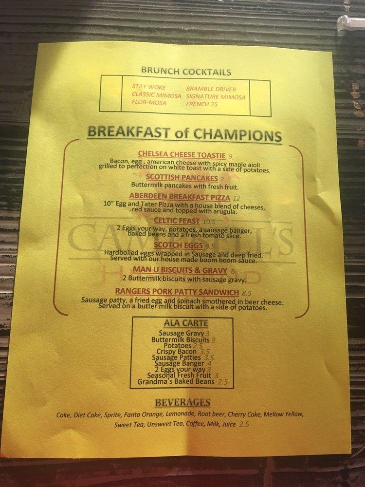 Menu at Campbell's Highland Grille pizzeria, Greenwood