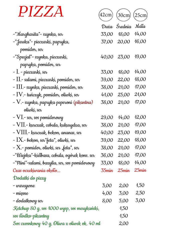 Menu at El Greco restaurant, Krasnik