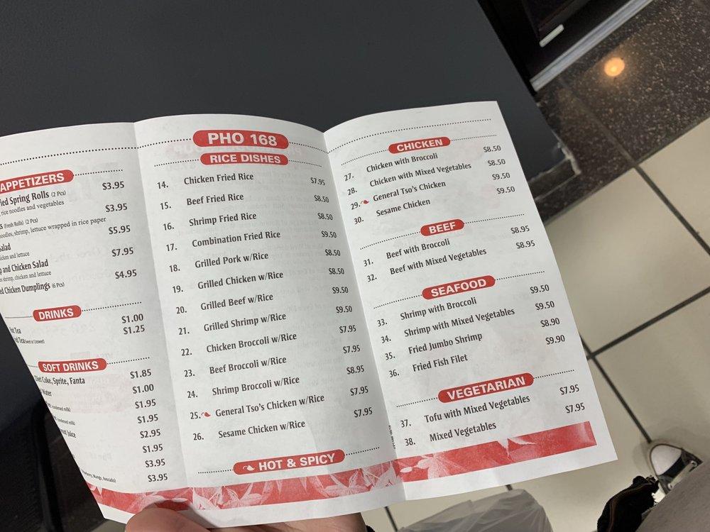 Menu at Pho168 restaurant, Greenbelt