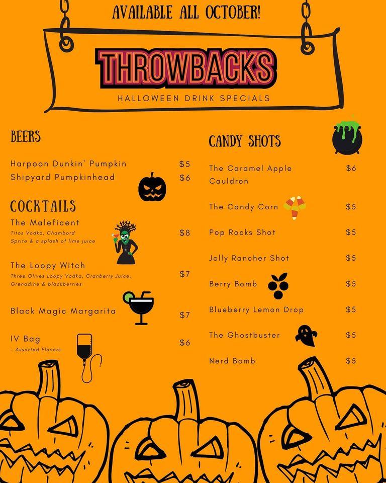 Menu at Throwbacks Sanford pub & bar, Sanford