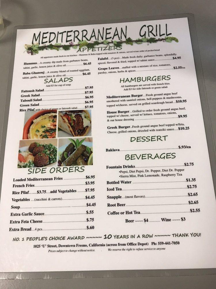 Menu at Mediterranean Grill & Cafe, Fresno