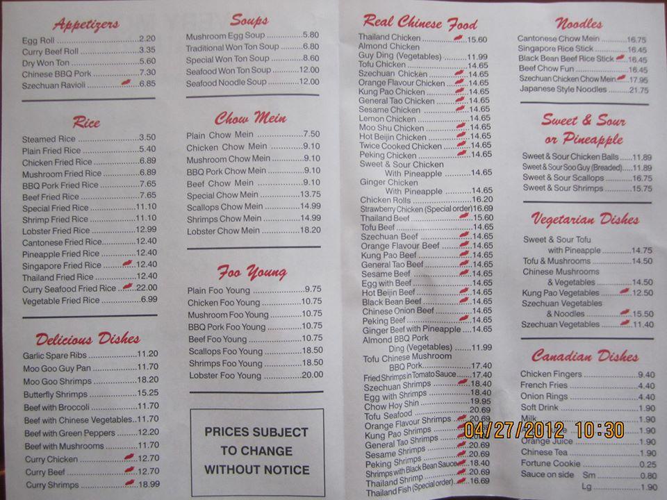 Menu at Silvery Moon restaurant, Riverview