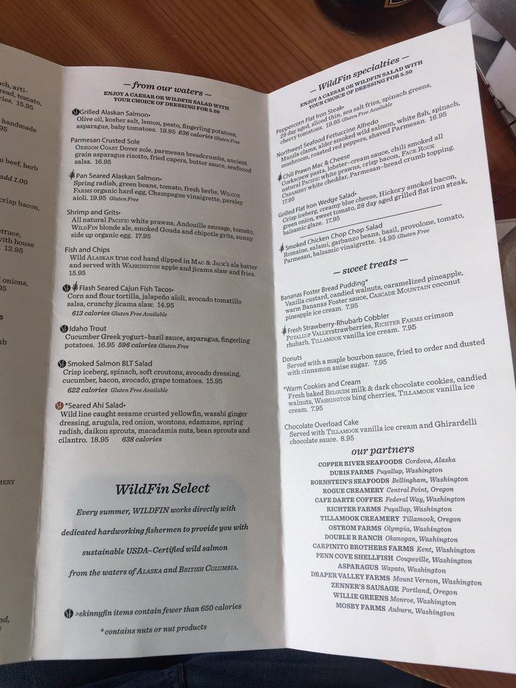 Menu at WildFin American Grill pub & bar, Tacoma