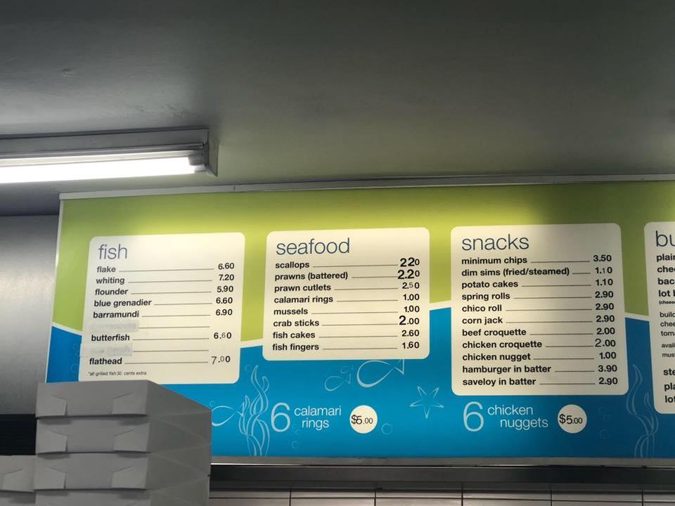 Menu at Captain K Fish & Chips fast food, Lilydale
